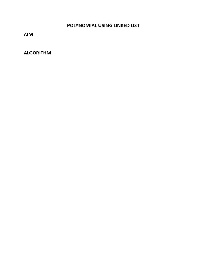 Polynomial Using Linked List | PDF