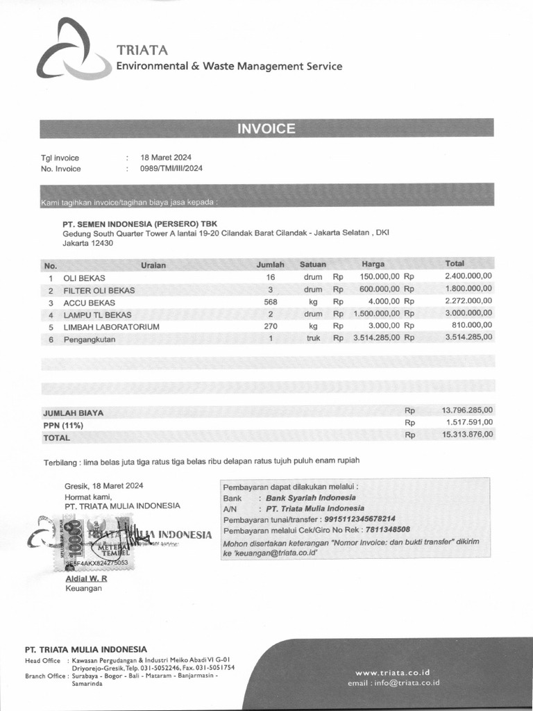 Invoice TMI - 18 Maret 2024 | PDF