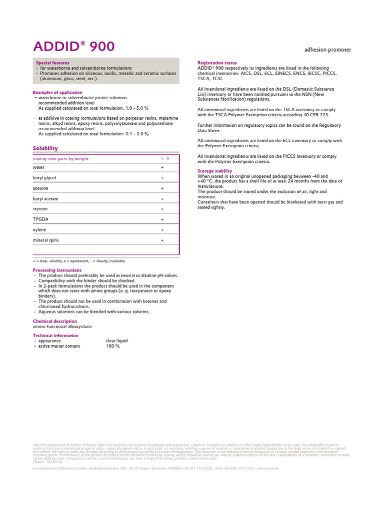 Tego ADDID 900 (TDS) - EN | PDF