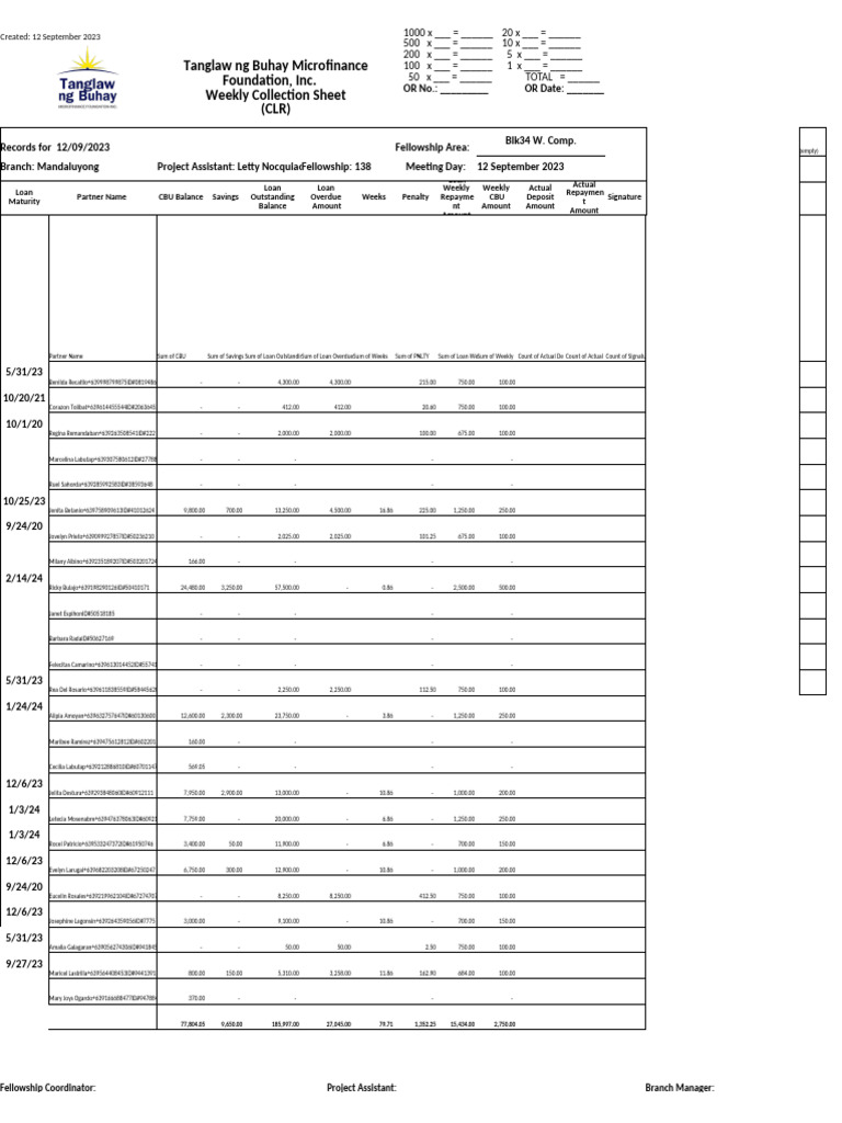 CollectionSheet 20230912 154820 | PDF