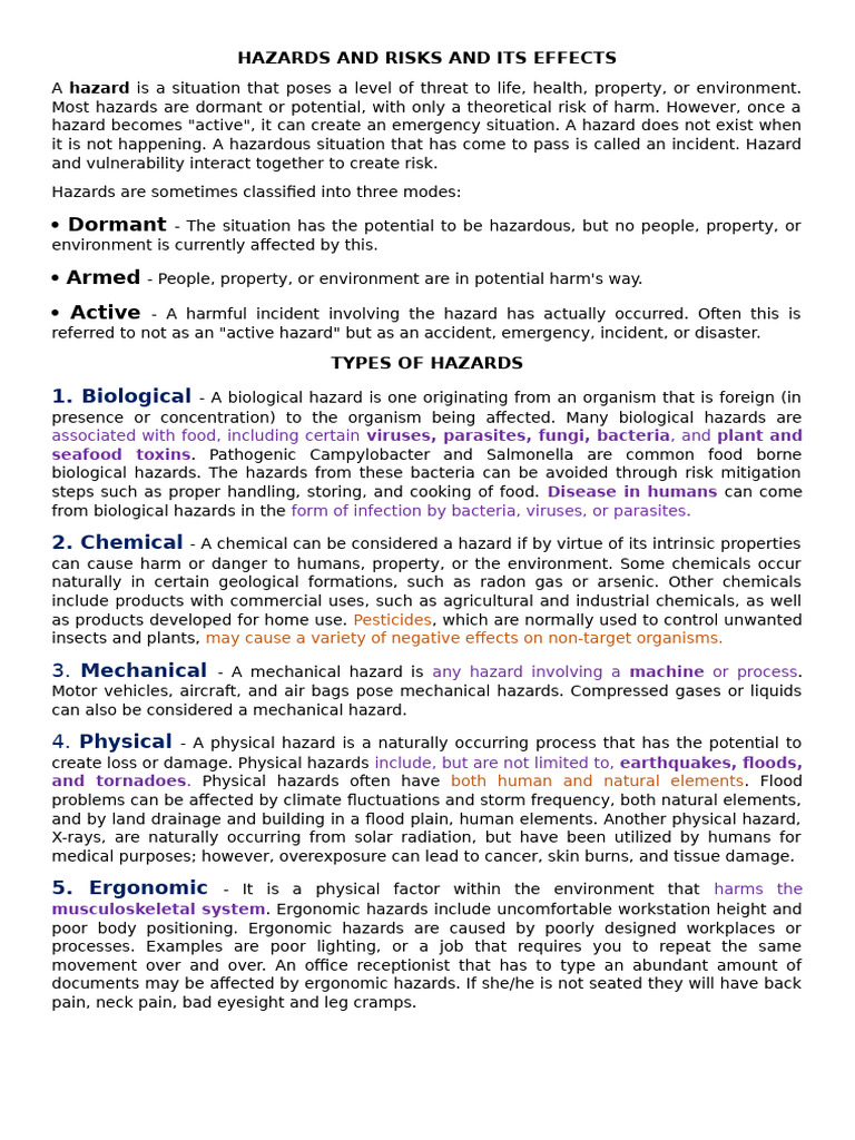 Understanding Hazards and Risks | PDF | Hazards | Wellness