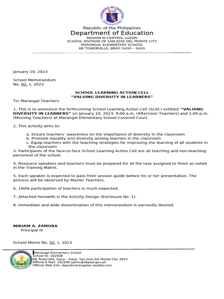 SLAC MATRIX JANUARY 2023 Sample | PDF