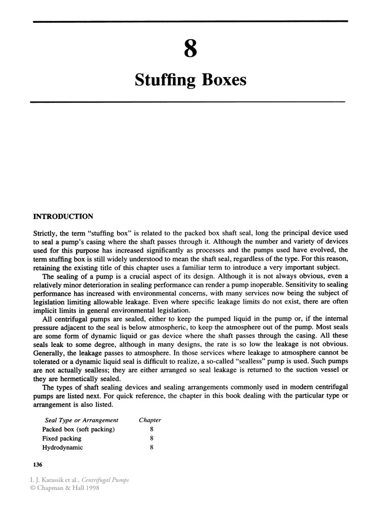 Stuffing Boxes: Seal Type or Arrangement | PDF