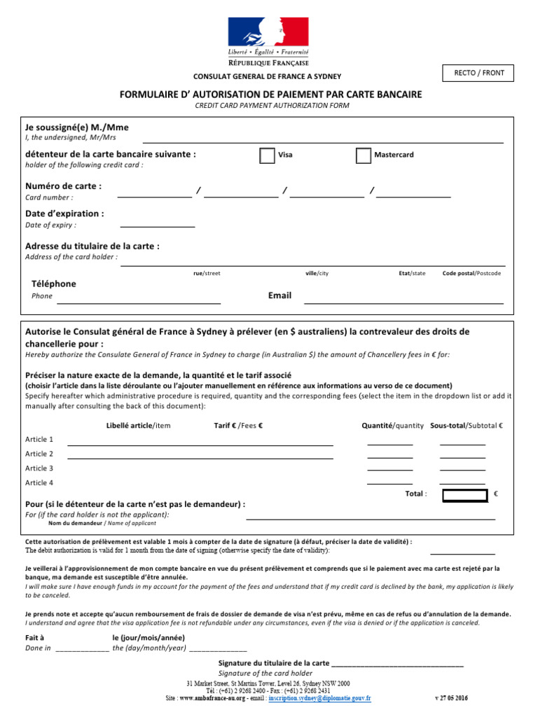 Formulaire D Autorisation de Paiement | PDF