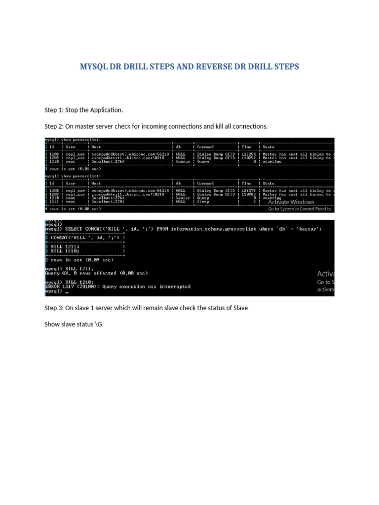 Mysql Dr Drill Steps And Reverse Dr Drill Steps Pdf 