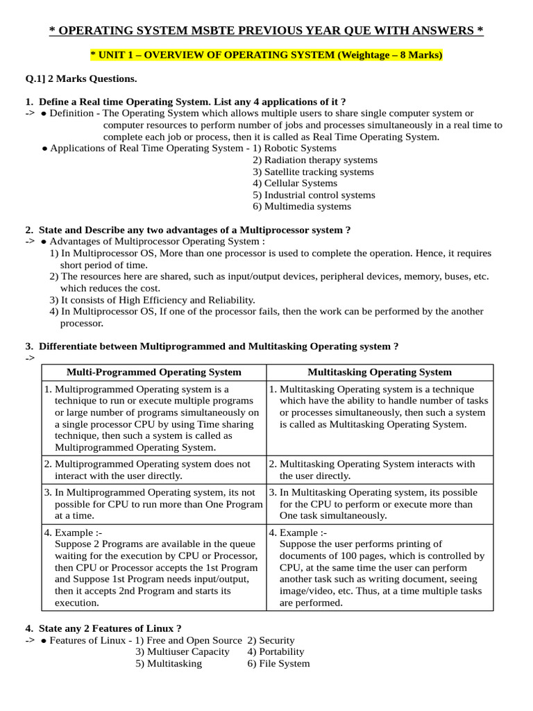 Osy Msbte Que-Ans | PDF