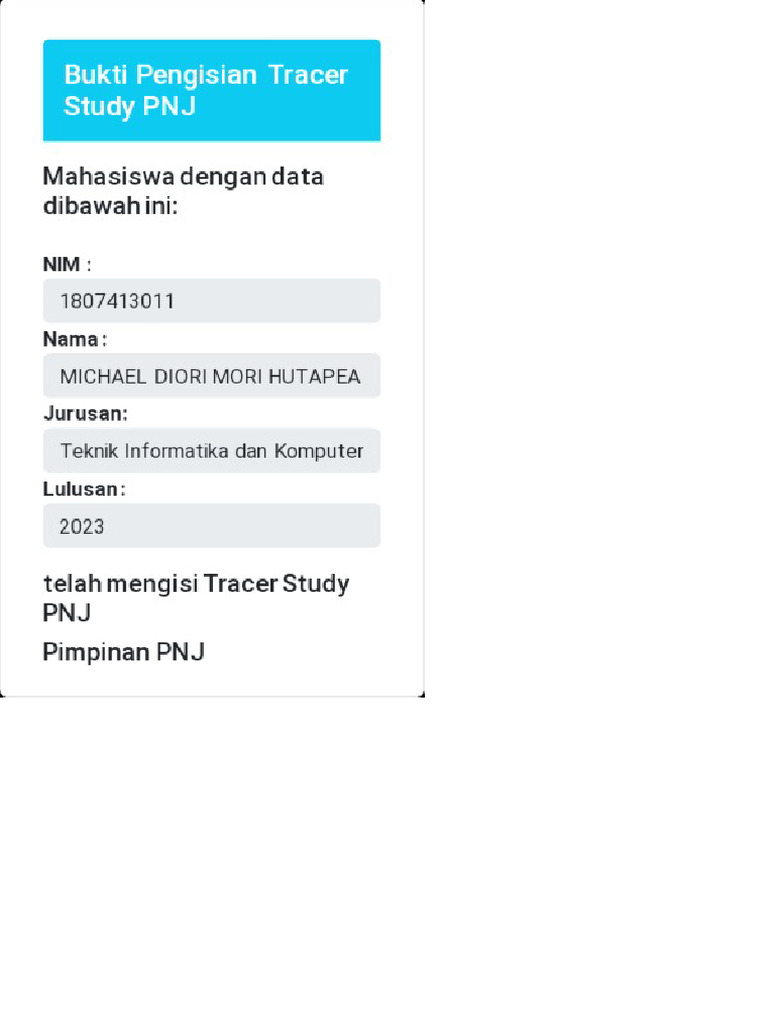 Bukti Pengisian Form Tracer Study | PDF