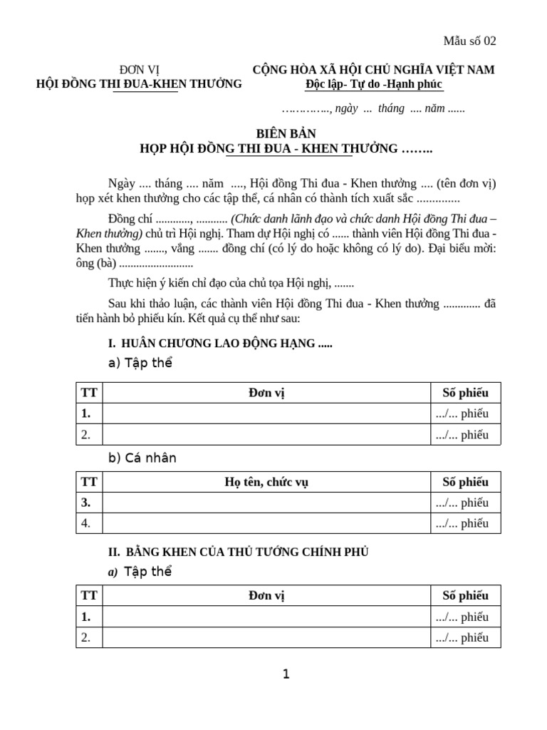 Mau So 02 Bien Ban | PDF