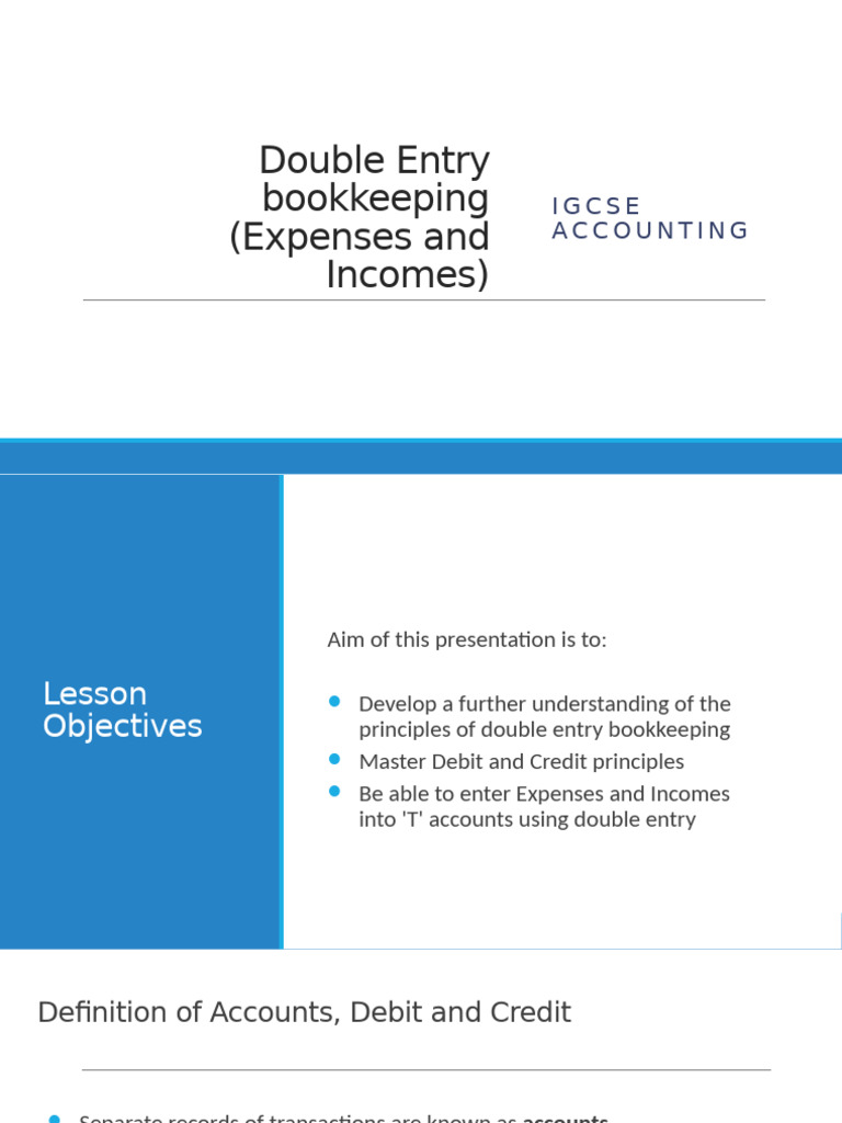2.1b Double Entry (Expenses and Incomes) | PDF