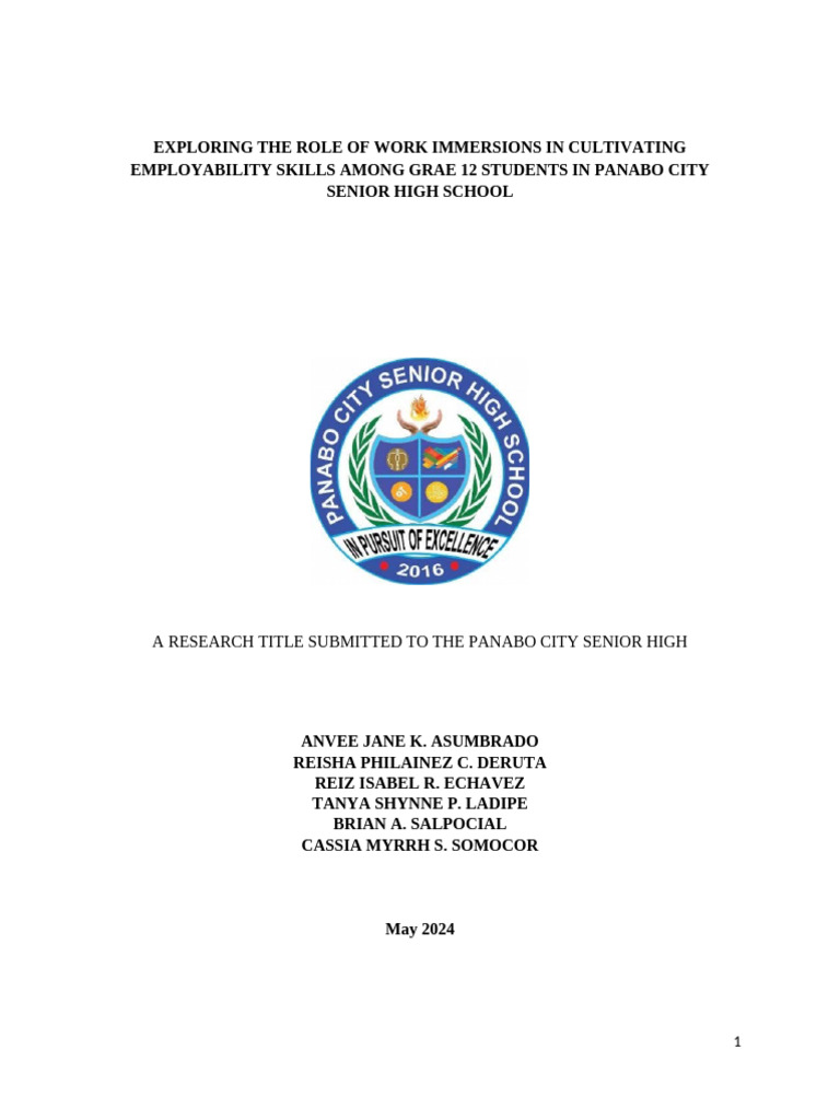 Exploring The Role of Work Immersions in Cultivating Employability ...