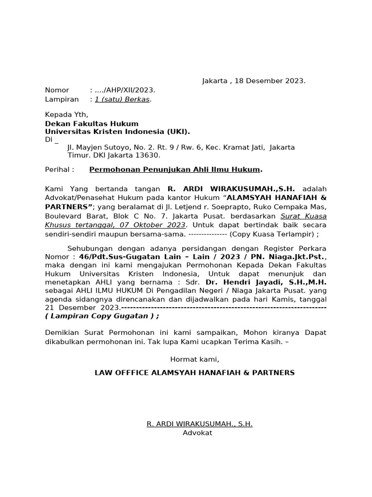 Permohonan Ahli Gugatan Lain Lain | PDF