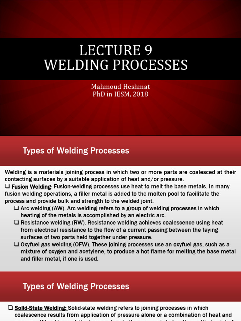 Lecture #09 - Welding Processes | PDF