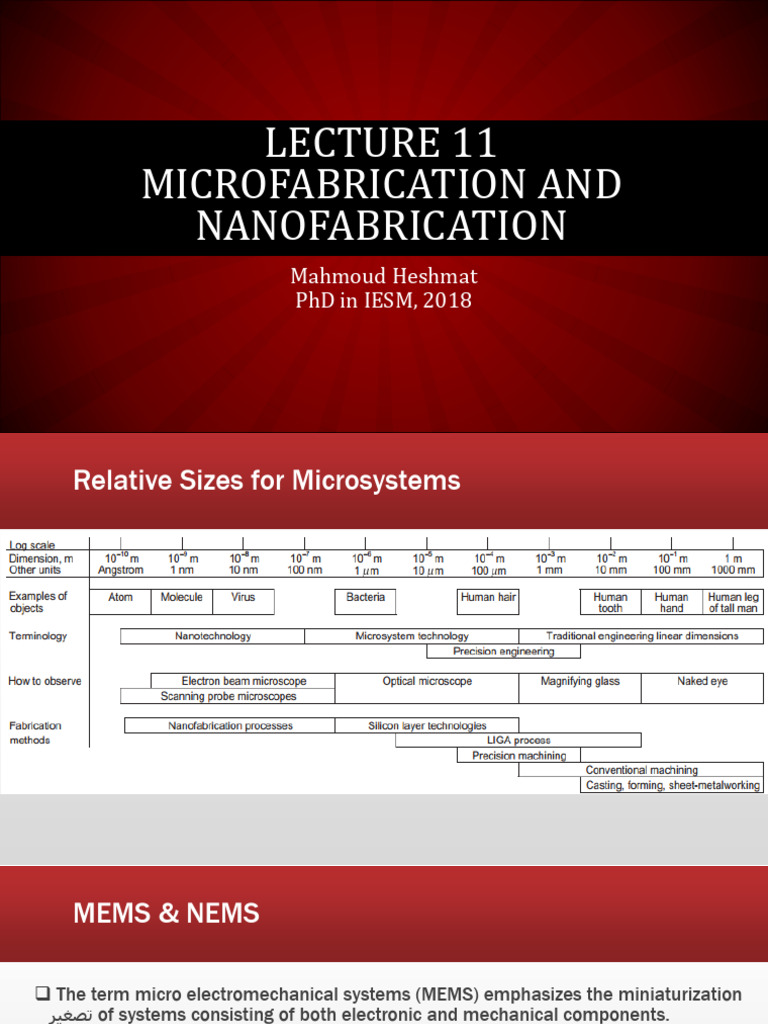 Lecture #11 - Microfabrication and Nanofabrication | PDF