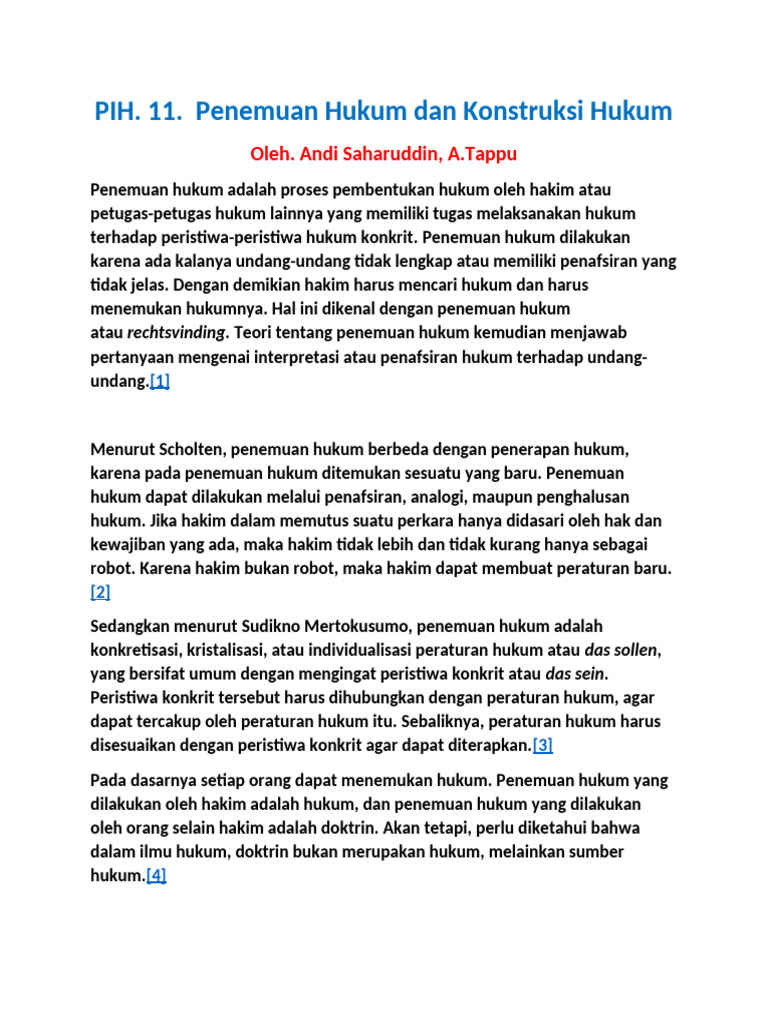 Pih. 11. Penemuan Hukum Dan Konstruksi Hukum | PDF