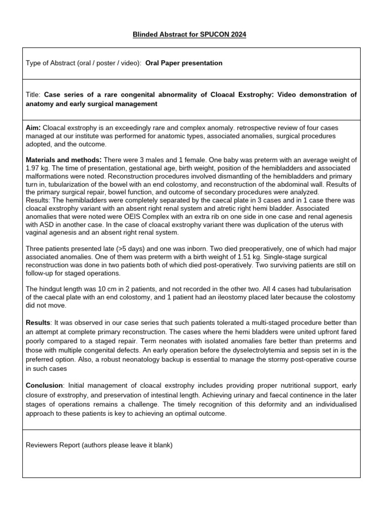 Cloacal Exstrophy Abstract | PDF