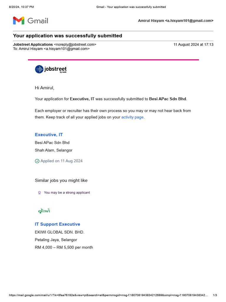 Executive, IT - Besi APac SDN BHD | PDF