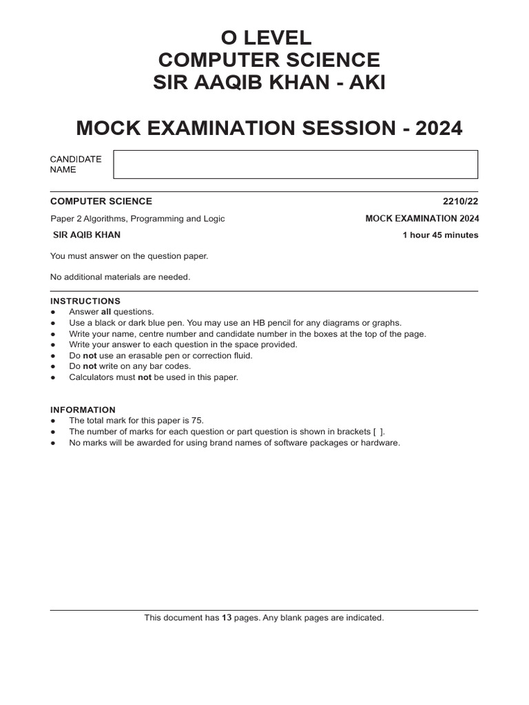 O Level Mock QP P2 (Sir Aaqib) | PDF