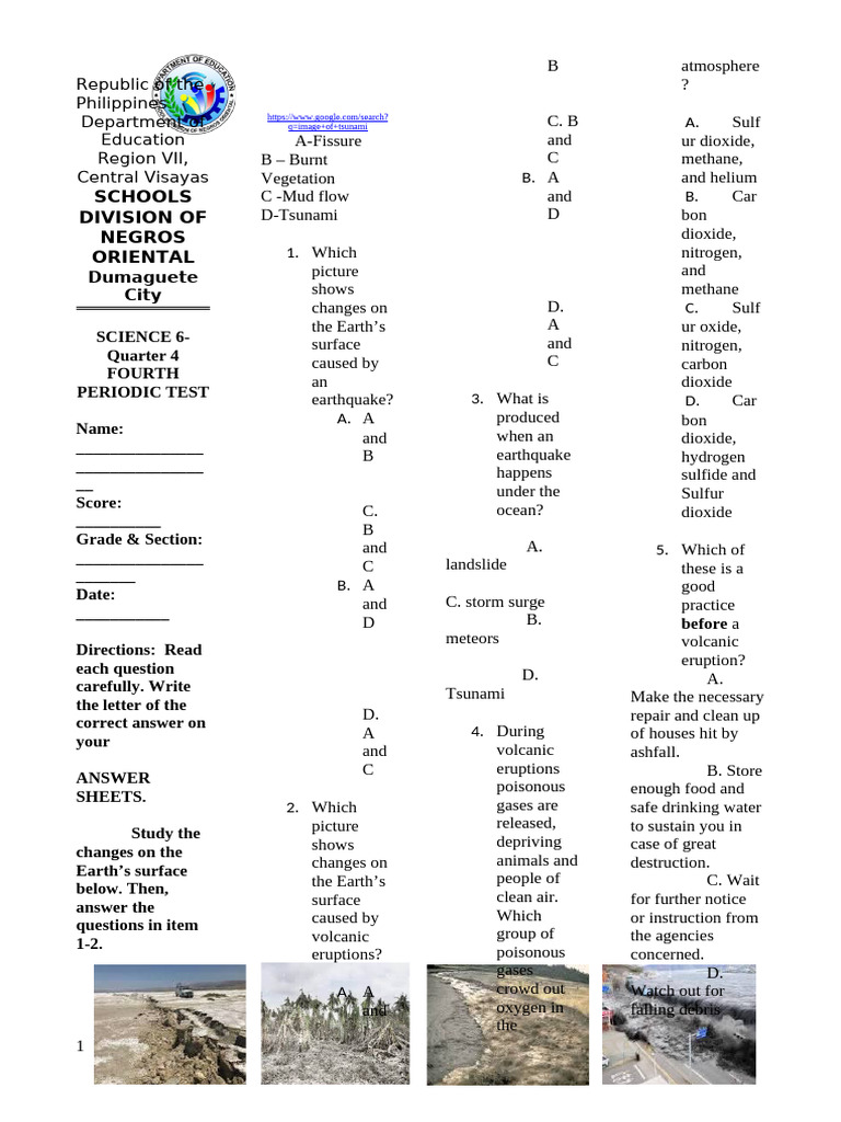 Periodic Test - Science 6 - Q4 | PDF