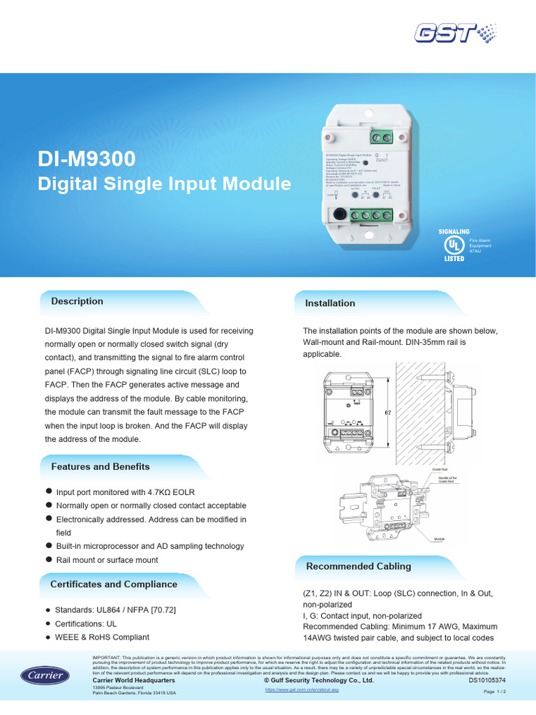 DI-M9300 Digital Single Input Module | PDF
