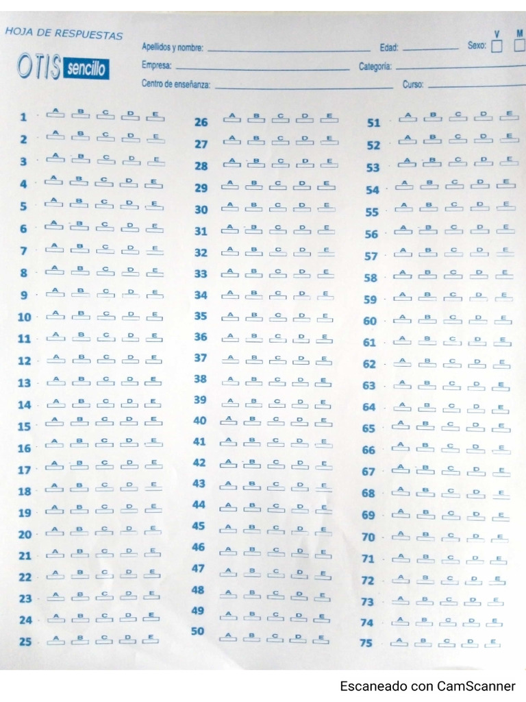 Hoja de Respuesta, OTIS (1) | PDF