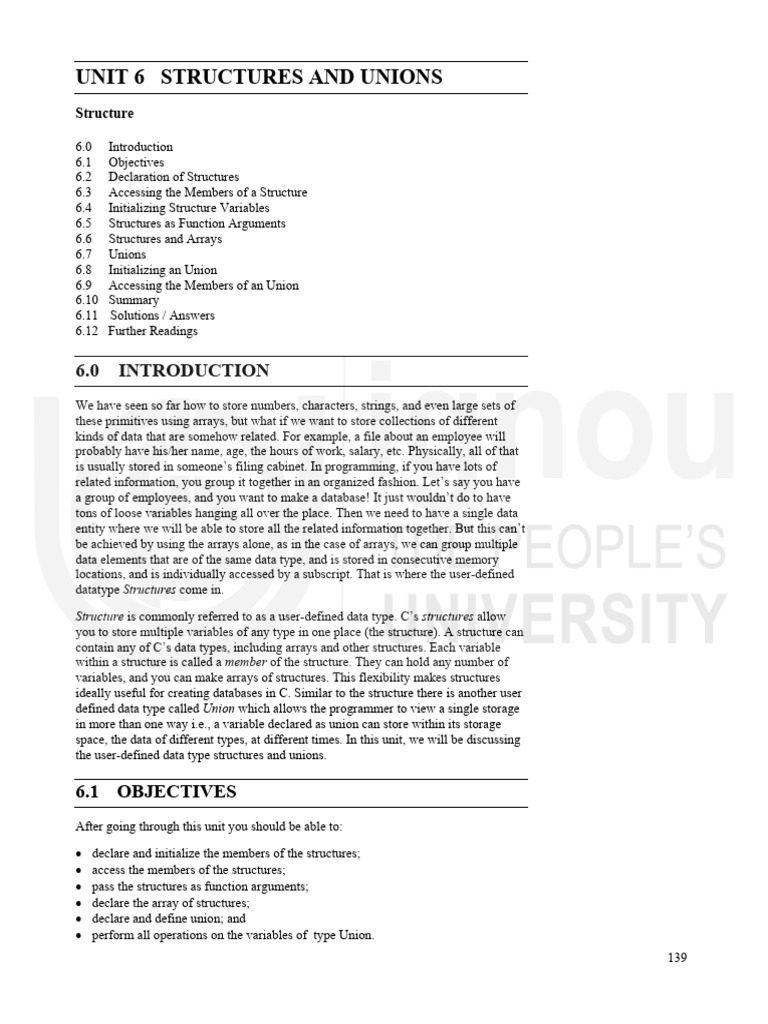 Unit-6 Structures and Unions | PDF