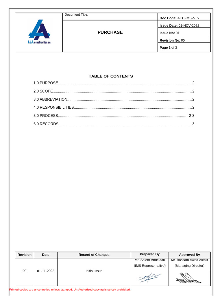 Procedure 15 - Purchase | PDF