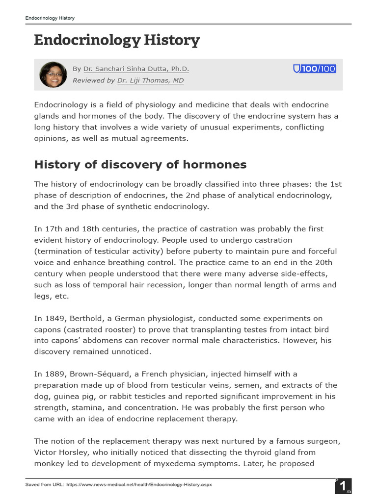 Endocrinology History | PDF