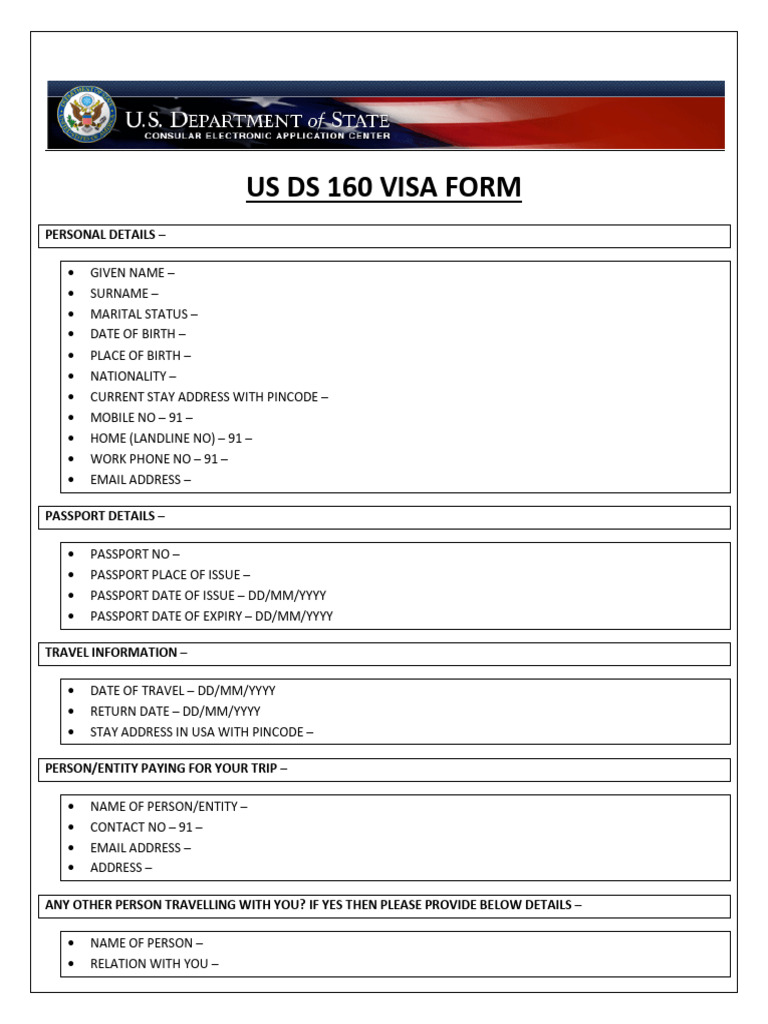 Us Visa Form | PDF