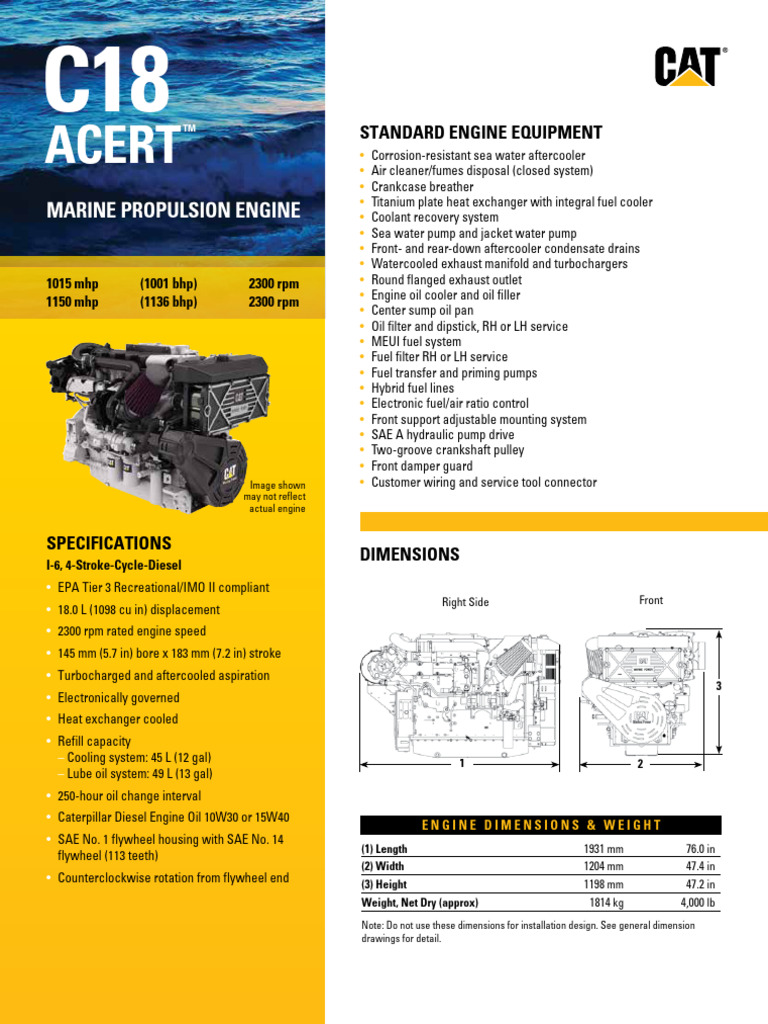 C18 ACERT High Perf. Spec Sheet | PDF