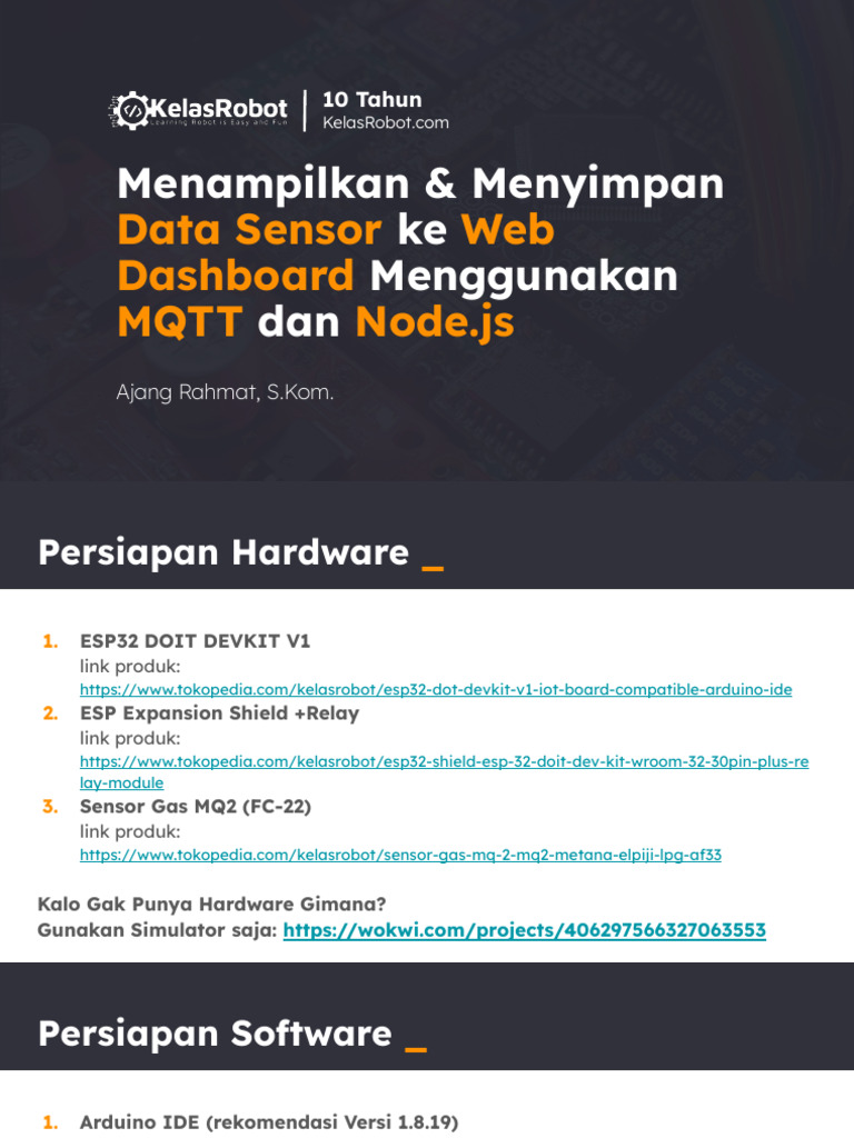 Menampilkan & Menyimpan Data Sensor Ke Web Dashboard Menggunakan MQTT Dan Node - Js | PDF