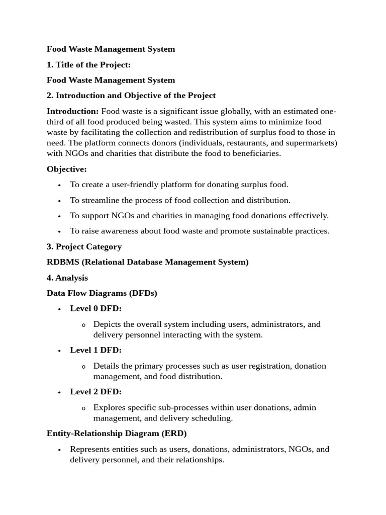 Food Waste Management System | PDF