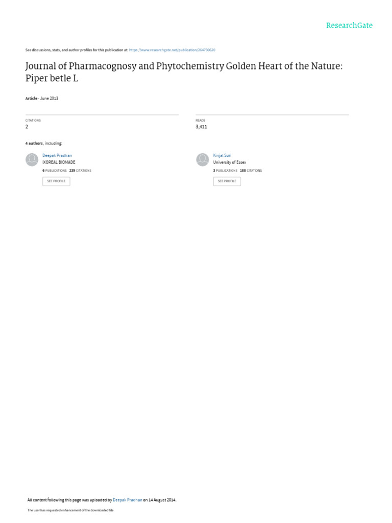 Journal of Pharmacognosy and Phytochemistry Golden Heart of The Nature ...
