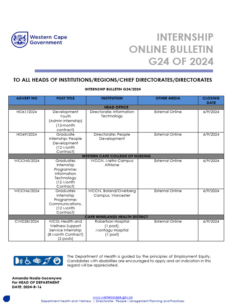 INTERNSHIP Bulletin G24-2024 | PDF
