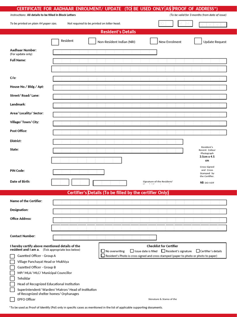 Aadhar Letter Head | PDF