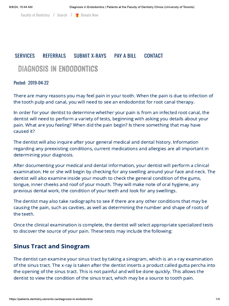 Diagnosis in Endodontics - Patients at The Faculty of Dentistry Clinics ...