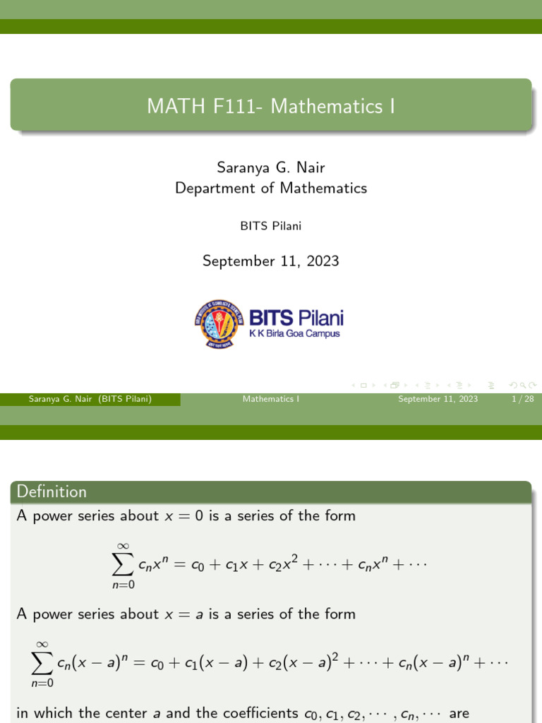 Lec 11 - Power Series | PDF