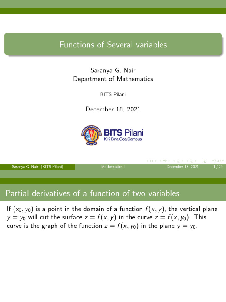Lec 21-Partial Derivatives | PDF