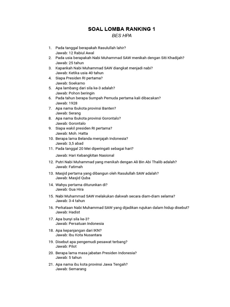 Soal Lomba Ranking 1 | PDF