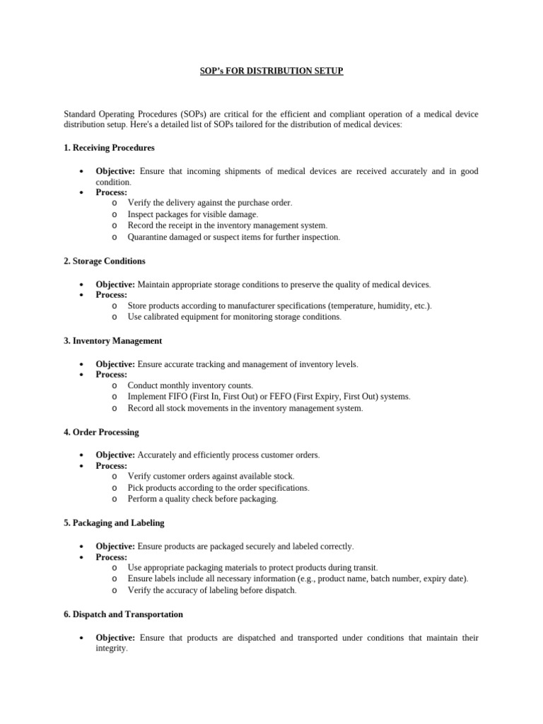 SOP's Distribution | PDF