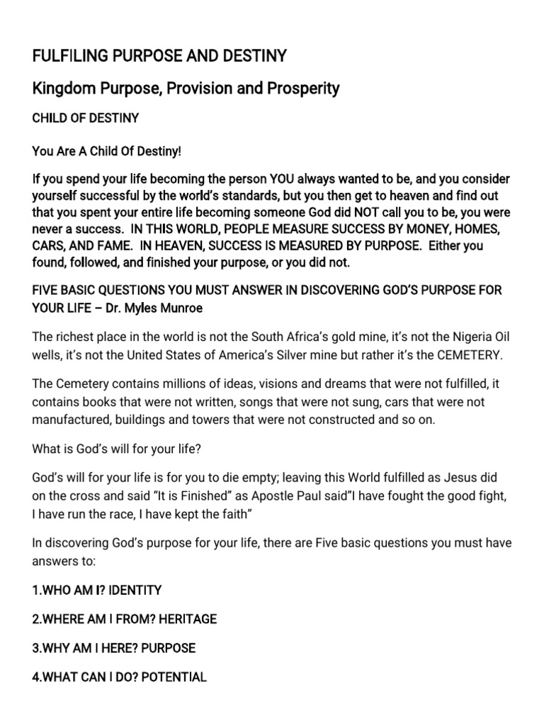 Kingdom Purpose And Prosperity Pdf