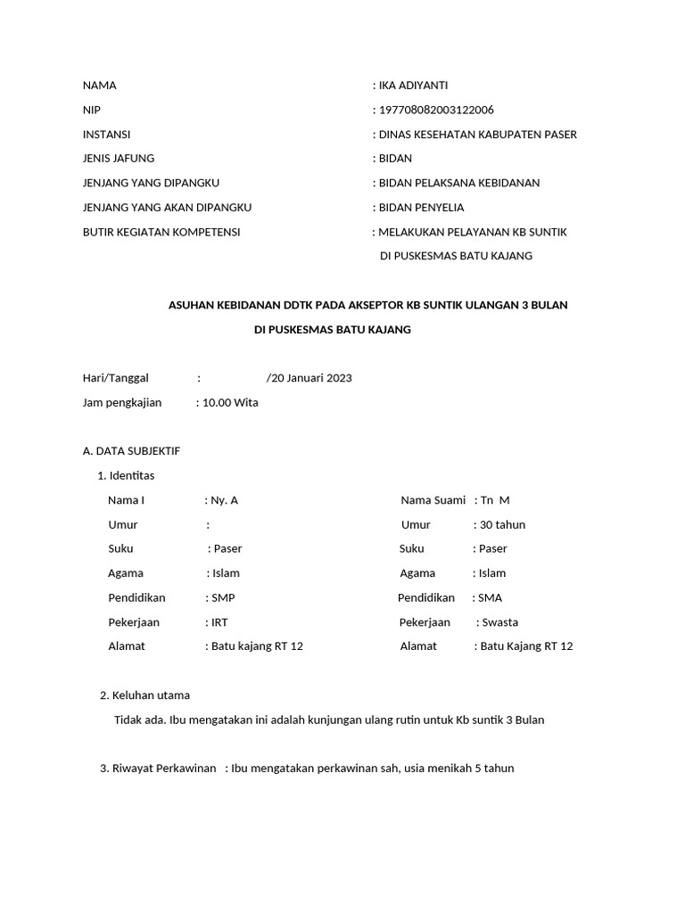 SOAP KB STK 3 BLN UKOM OKT 2023 | PDF