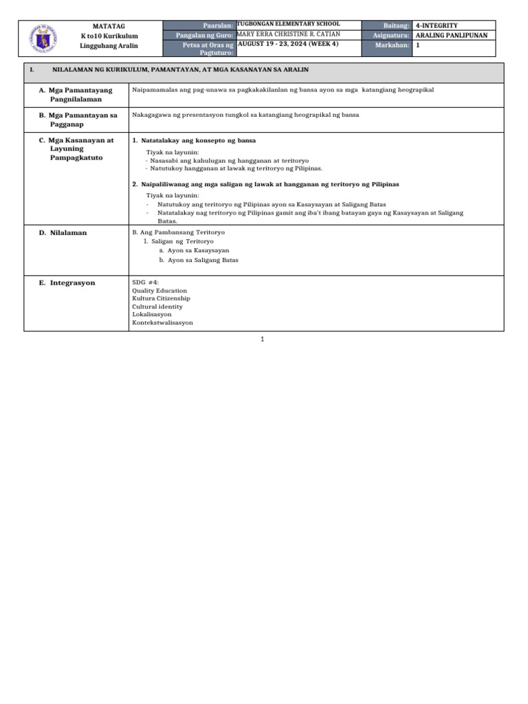 AP 4 Q1 W4_AUG 19-23,2024 | PDF