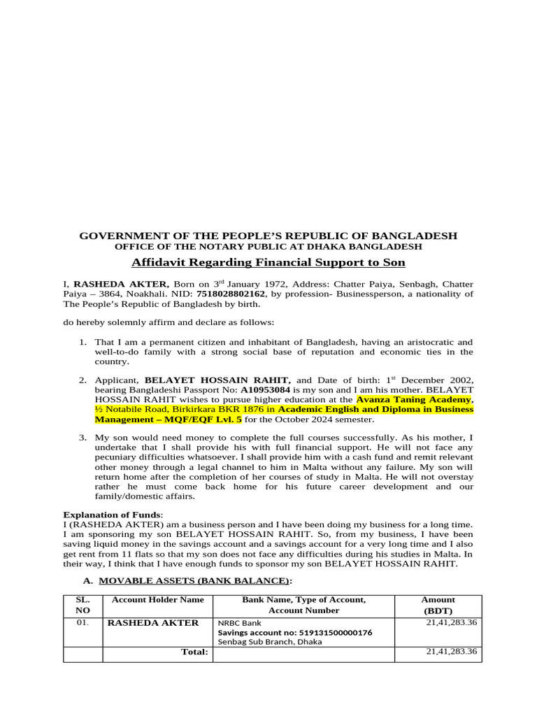 Affidavit Belayet | PDF