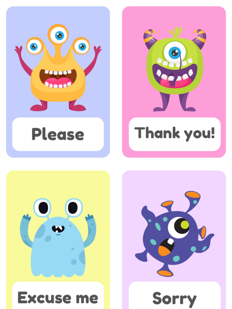 Colorful Monster Magic Words To Use in Class Flashcards | PDF