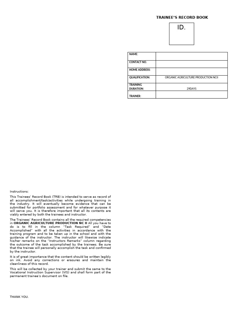 Trainee's Record Book | PDF