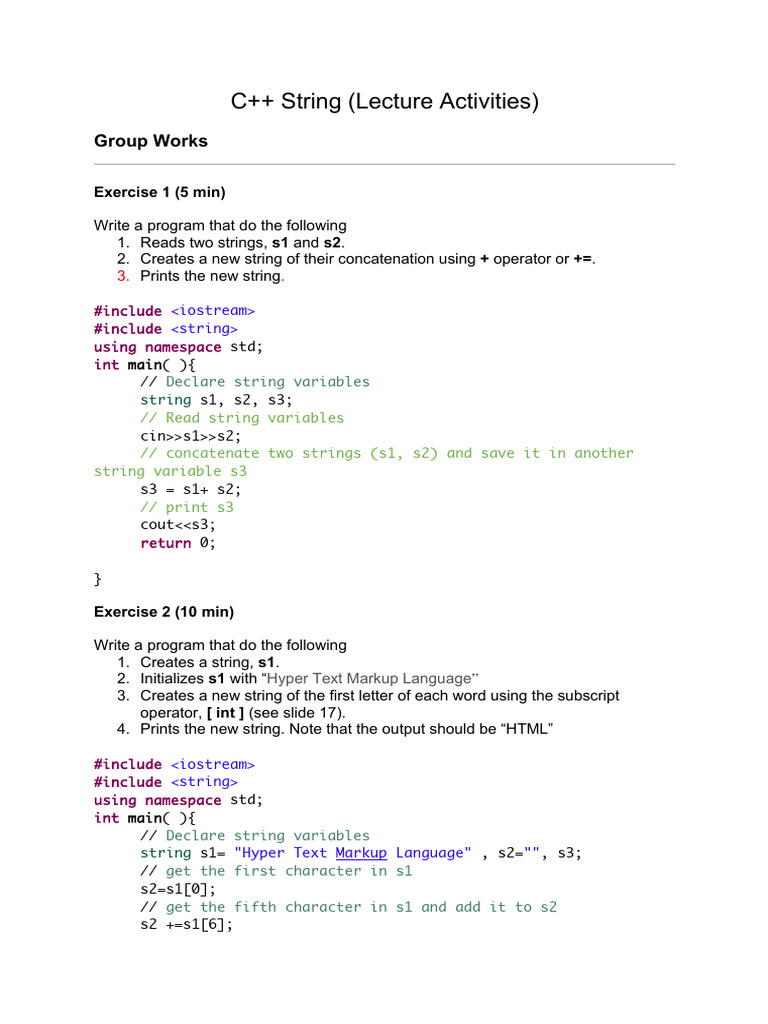 Strings With Answers | PDF