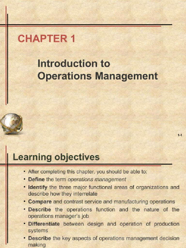 Introduction To Operations Management - Lecture 1 | PDF