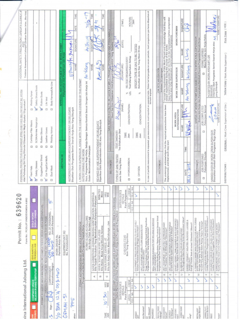 Work Permit Lay Down BHA 12.25 Hole Section | PDF