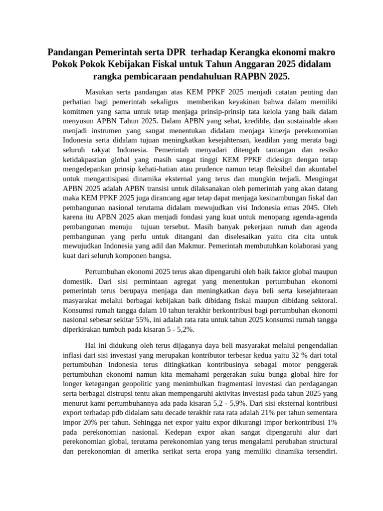 Kerangka ekonomi makro PPKF 2025 | PDF