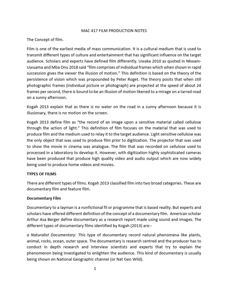 Film Studies: Types and Concepts | PDF | Comedy | Screenplay